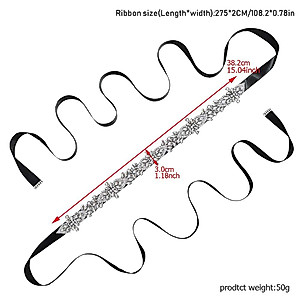 HONGMEI womens Rhinestone Bridal Wedding Elegant Sashes Belt Dress, White, One Size