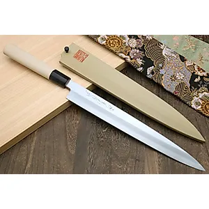 Yoshihiro Shiroko High Carbon Steel Kasumi Yanagi Magnolia Handle Sushi Sashimi Chef Knife (9.5" (240mm))