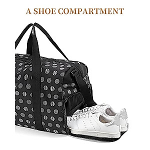 Marvolia Small Gym Bag for Women - Duffle Bag for Travel Weekender Bag with Shoe Compartment Carry on Bag for Women - Black