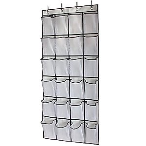 plplaaoo Shoe Rack For Door,Shoe Holder Rack for Over the Door,Over The Door Shoe Organizer Hanging Storage Bag Shoe Storage Door Hanger with 24 Mesh Pockets