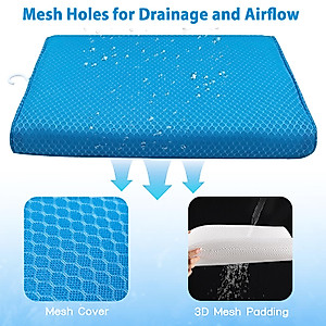 AEROiVi Shower Seat Cushion for Shower Chairs, Transfer Benches in Bathtub, Cushion for Sauna, 3D Mesh Pad with Hook, Slip-Resistant, Design for Elderly, Senior, Handicap & Disabled