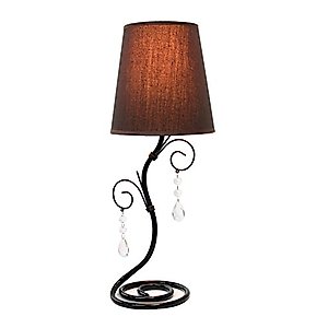 Simple Designs LT2010-BWN Black Twisted Vine Hanging Crystals Table Lamp, Brown