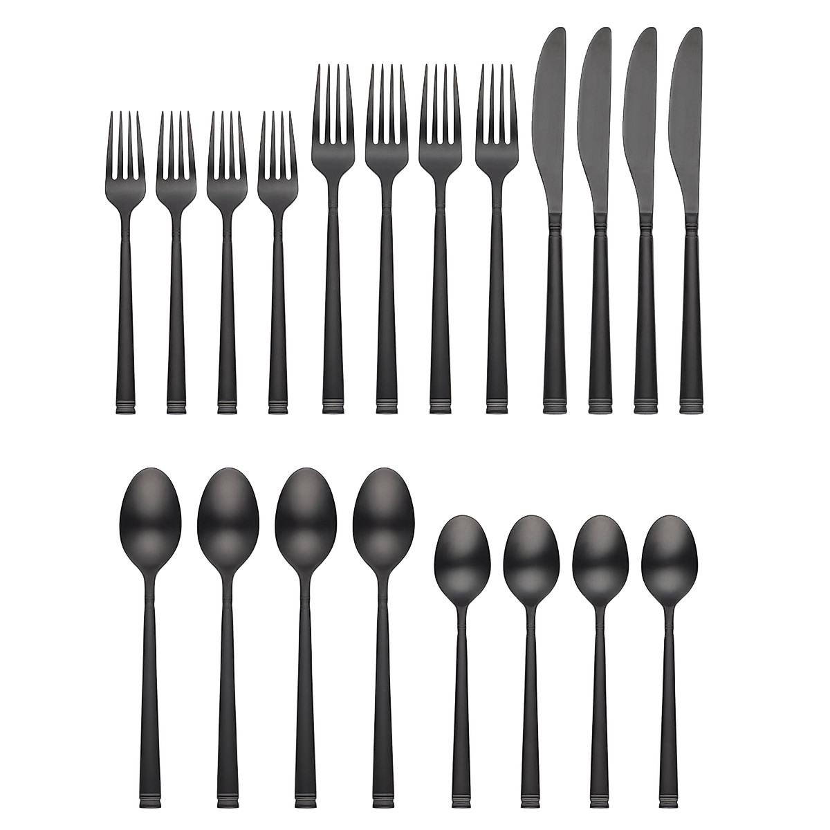 Cambridge Black Emmy Satin Piece Flatware Set, 20 Count
