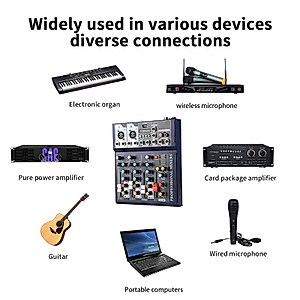 Dj Mixers 4 Channel Audio Mixer Sound Board with Bluetooth, Usb Audio Interface with 48V Phantom Power Sounds Mixer Board with FX Reverb Delay Effect for Streaming