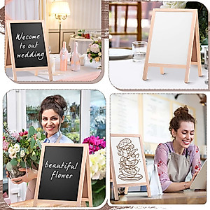 Qilery 4 Pieces A Frame Tabletop Double Sided Chalkboard Sign Gifts for Christmas 10 x 16 Inch Double Sided Chalkboard Wooden A Frame Sign Sandwich Board Signs for Tabletop Restaurant Wedding Business