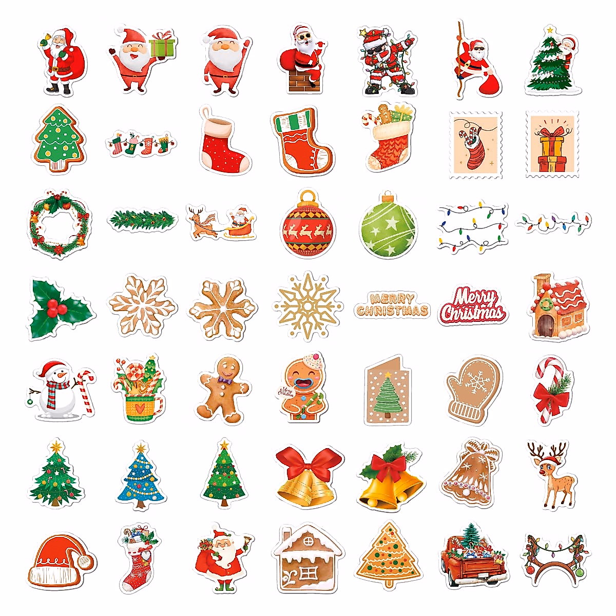 Christmas Stickers 100 PCS, Cute Vinyl Waterproof Cartoon Stickers for Kids, for Stationery, Luggage, Skateboard, Guitar, Laptop, Computer, Teaching Rewards