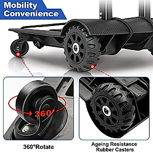 tomser Folding Hand Truck 4 Wheel-rotate 360 lbs Heavy Duty Solid Construction Utility Cart Compact and Lightweight for Luggage/Personal/Travel/Auto/Moving and Office Use