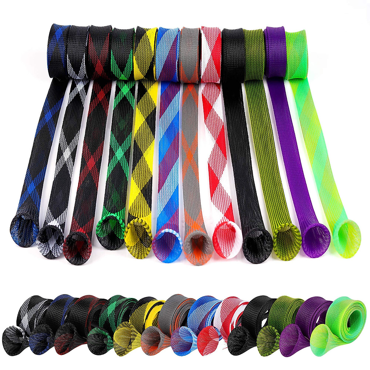 12Pcs Rod Sock Fishing Rod Sleeve, Cover Braided Mesh Rod Protector Pole Gloves Fishing Tools. Flat or Pointed End/Spinning or Casting Rods. for Casting Sea Fishing Rod/Spinning Fishing Rod Kiikooll