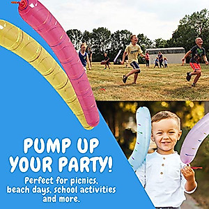 [100 Pack] Rocket Balloons Plus 1 Easy-To-Use Pump - Party Pack, No Need for A Refill - Watch Each Screaming Balloon Rocket to the Sky! By IMPRESA (Pump Color May Vary)