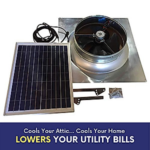 Remington Solar 20-Watt Gable Solar Attic Fan with Thermostat/Humidistat (20 x 20 x 6 IN) - Brushless Motor – Solar Vent Fan - Hail and Weather Resistant – Solar Powered Attic Fan for Homes