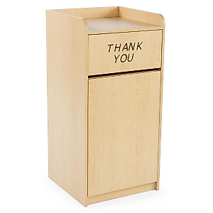Restaurant Trash Can, Hinged Door, 36 Gallon, Tray Holder,"Thank You" Message (Melamine)
