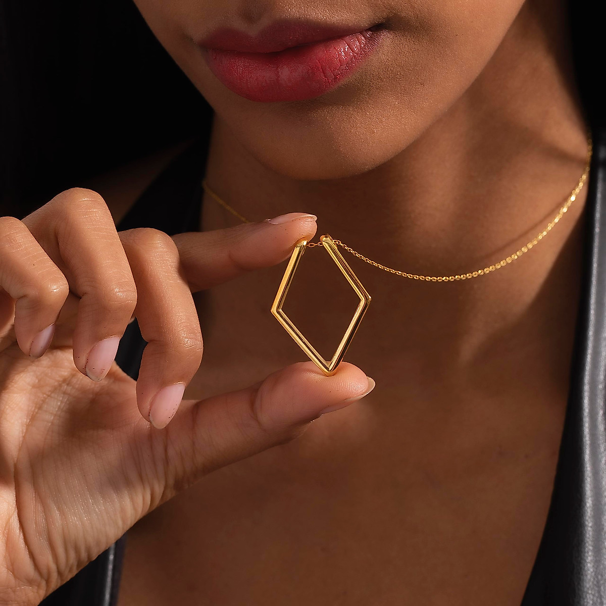 Ring Holder Necklace, Geometric Ring Keeper Pendant, Magical Ring Saver Necklace (Sterling Silver, C3 16")