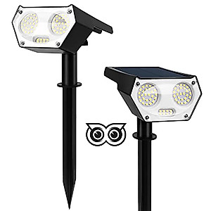 E-Senior Solar Spot Lights Outdoor, 60 LEDs Solar Landscape Lights IP65 Waterproof, Outdoor Solar Light with 2 Modes for Garden Yard Patio Driveway Pool 2 Pack (Cool White)