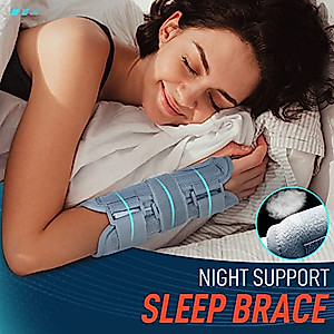 FEATOL Wrist Brace Carpal Tunnel for Women Men, Adjustable Night Sleep Support Brace with Splints Left Hand, Medium/Large