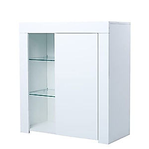 SEASD High Gloss Kitchen Sideboard with Blue LED Lights, Living Room Sideboard with Shelves and Doors for Storage (Color : D, Size : As Shown)