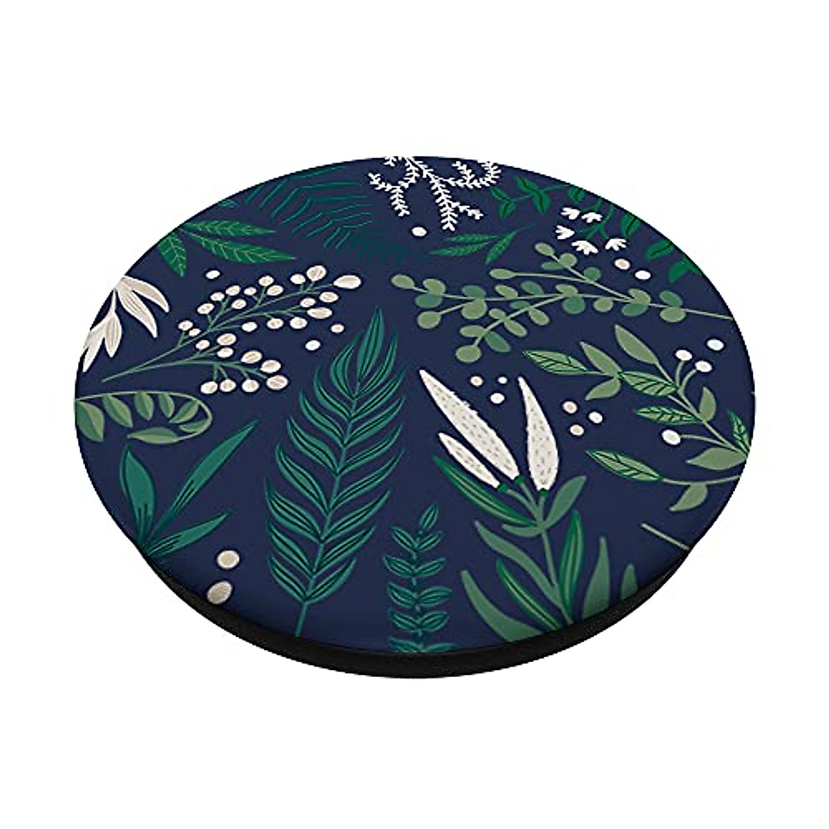 Green Botanical Fern Foliage & White Berry Floral Pattern PopSockets Swappable PopGrip