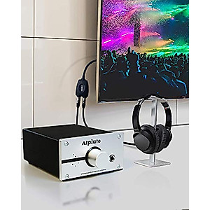 Alpluto Audio Splitter, Fiber Optic Audio Cable 1 in 2 Out Digital Toshlink Optical Audio Splitter Adapter Fiber Converter with 24K Gold Plated Connectors (Black)