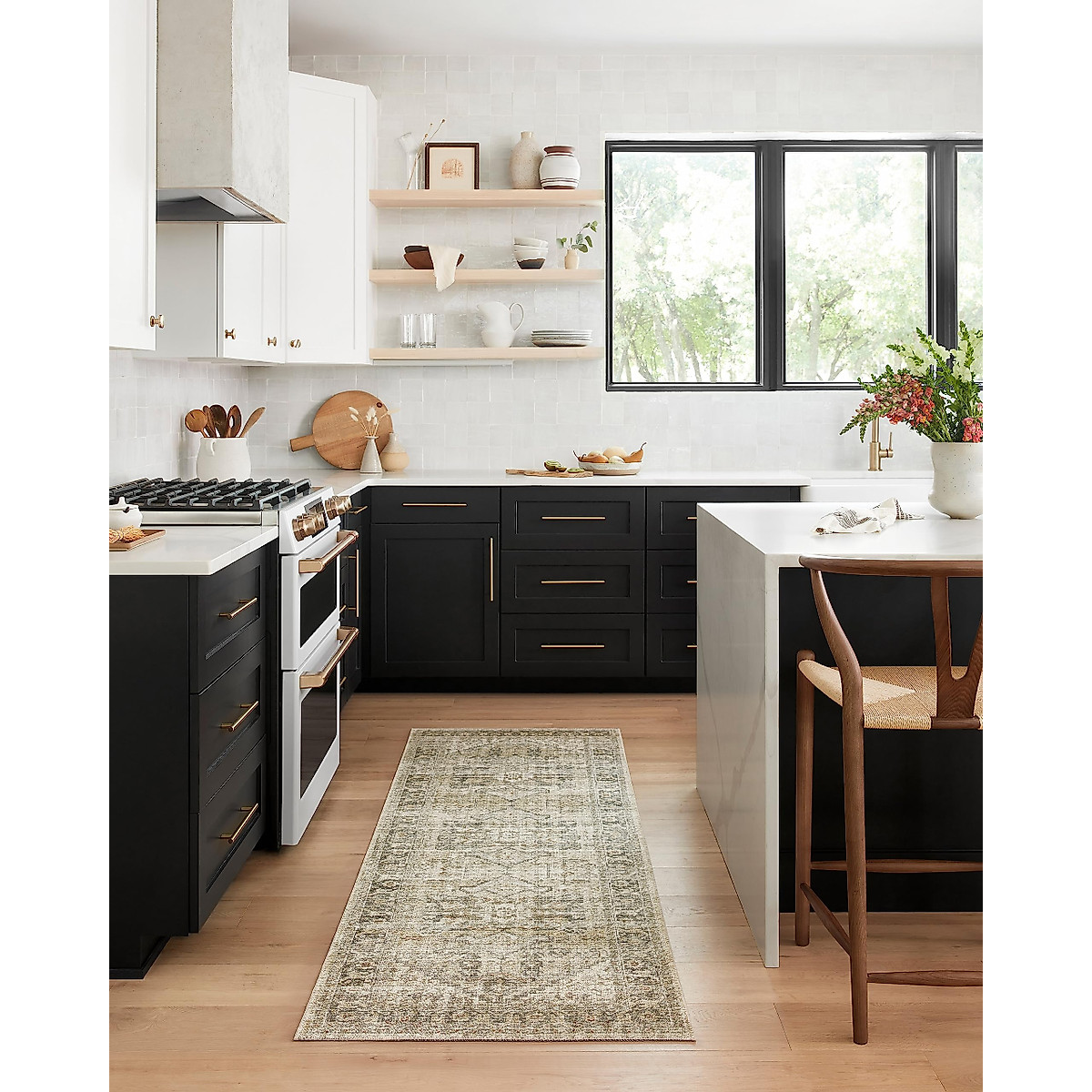 Loloi II Skye Collection SKY-13 Natural/Sand 2'-6" x 7'-6", 13" Thick, Runner Rug, Soft, Durable, Vintage Inspired, Distressed, Low Pile, Non-Shedding, Easy Clean, Printed, Living Room Rug