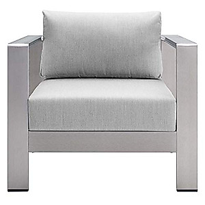 Modway EEI-4225-SLV-GRY Shore EEI-4225-SLV-GRYShore Sunbrella Patio Armchair in Silver Gray