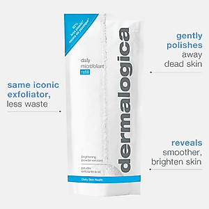 Dermalogica Daily Microfoliant, Face Exfoliator Scrub Powder with Salicylic Acid and Papaya Enzyme, Achieve Brighter, Smoother Skin Daily, Refill Pack, 2.6 Oz