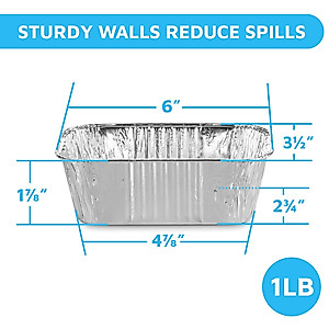 MontoPack Aluminum Mini Disposable Loaf Pans | Deep Half Size 6 x 3.5” Extra Thick Foil Bread Containers for Baking, Food Storage & Takeout | Eco-Friendly & Recyclable | Bulk 100-Pack of 1 Pound Trays