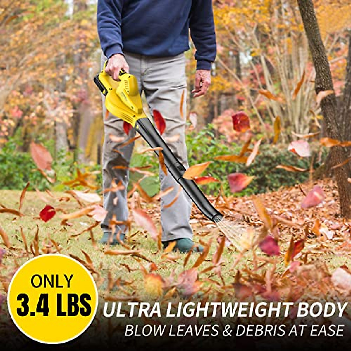 Cordless Leaf Blower Battery Powered - Electric Small Blower with 2 Batteries - 20V 140 CFM Lightweight Handheld Battery Operated Blower for Patio, Yard