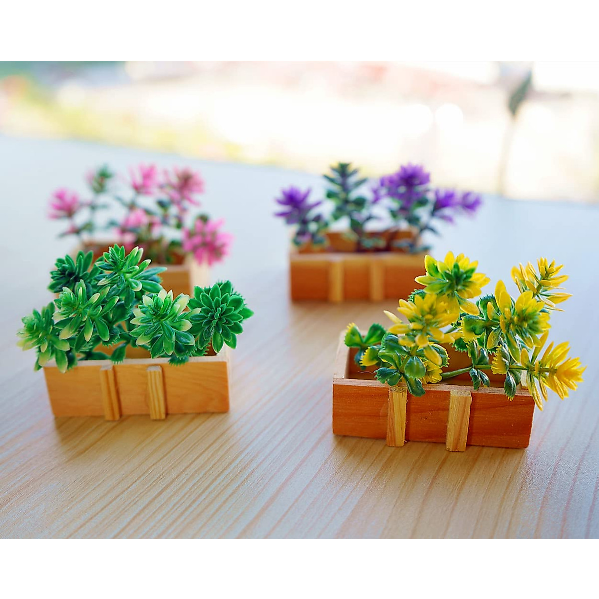 4pcs Cute Flower Refrigerator Magnets with Handmade Orchid Wooden Pot, Simulation Plant Refrigerator Magnet for Adults, Mini Decor Magnet for Fridge, Home, Kitchen, Office, School, Locker, Whiteboard