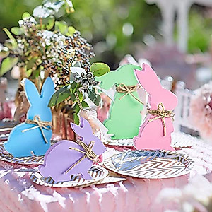 4Pcs Easter Bunny Decor, Easter Bunny Table Wooden Signs, Easter Decorations for The Home, Easter Tray Decor for Tiered Tray Decorations