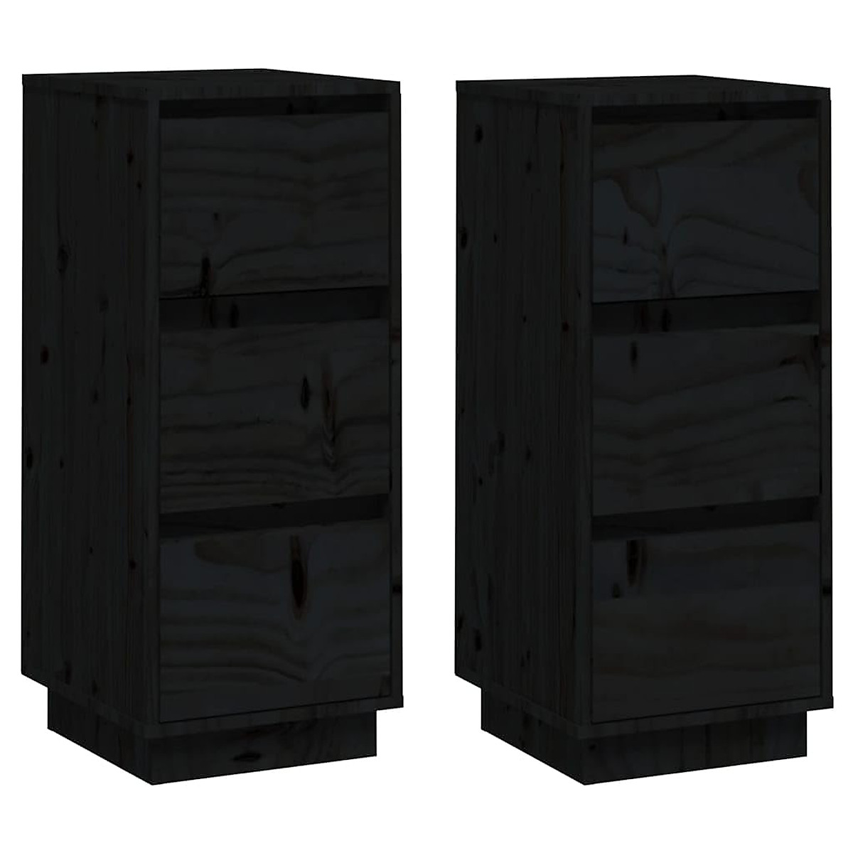 UTSRABFA Entryway Cabinets Kitchen Storage Cabinets Storage Cabinets Sideboards 2 pcs Black 12.6"x13.4"x29.5" Solid Wood Pine Suitable for Foyer, Entrance, Corridor, Bedroom