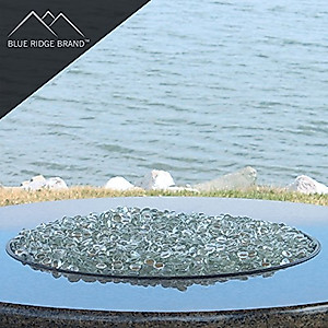 Blue Ridge Brand Reflective Fire Pit Glass Beads - Professional Grade Fire Glass for Fire Pit - 3/4" Firepit Glass Rock - Glass Stones - Gas & Propane Fireplace Glass (10 Pound, Clear)