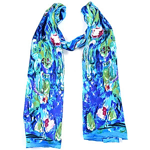 Salutto Women 100% Silk Scarves PaintedLotus Pond Scarf