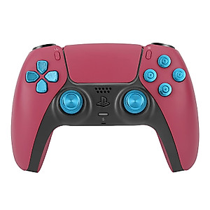 TOMSIN Metal Buttons Replacement Kit for PS5 Controller – Aluminum Thumbsticks & O X Square Triangle & Dpad Buttons Accessories Compatible with PlayStation 5 DS Controller (Blue)