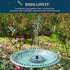 GAIZERL Solar Fountain 2023 New, 3.5W Solar Bird Bath Fountains with Glass Panel, 2000 Battery, Hummingbird Water Features with Color LED Lights, 8 Spray Modes & 4 Fixed Pipes for Garden, Pool, Pond