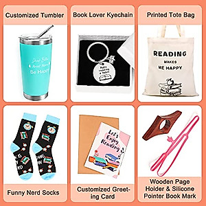 Karsspor Book Lovers Gifts Box, 7 PCS Customized Gifts for Book Lovers Include Tote Bag, Insulated Tumbler, Book Holder, Bookmark, Great Gifts for Readers, Book Lovers and Librarians