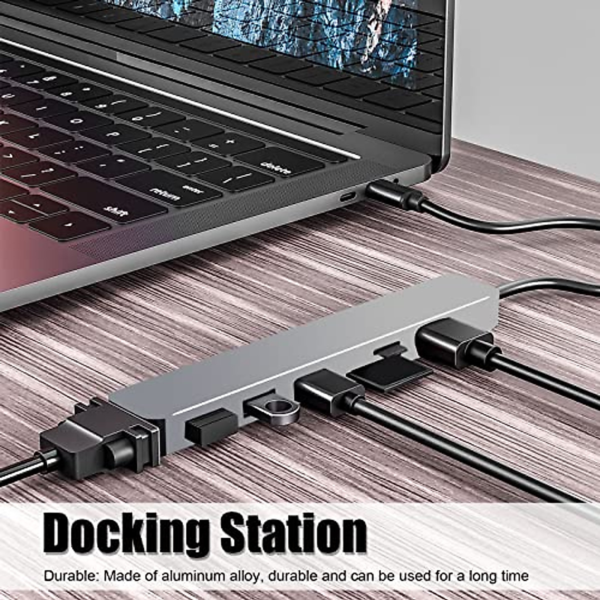 USB C Hub, 4K HD 1080P Adapter USB C Dongle, 7 in 1 High Speed Lightweight Portable USB Docking Station with 3 x USB 3.0 Ports, 5Gbps