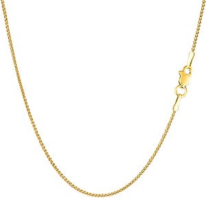 Jewelry Affairs 10k Yellow Real Gold Wheat Chain Necklace, 1.0mm, 18"
