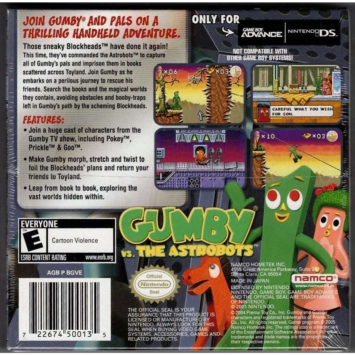 Gumby vs Astrobots for Nintendo Game Boy Advance