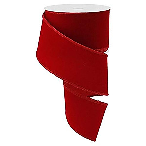 Wired Ribbon 2.5 Inches X 10 Yards Red Outdoor Velvet for Wreaths, Floral Arrangements, Gift Wrapping, Crafting