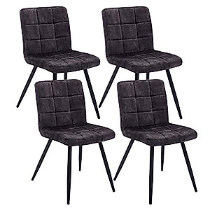 Duhome Velvet Dining Chairs Set of 4,Mid Century Modern Dining Room Chairs with Metal Legs,Accent Chairs Side Chairs Reading Chairs for Living Room Kitchen Home Bedroom Vanity Black