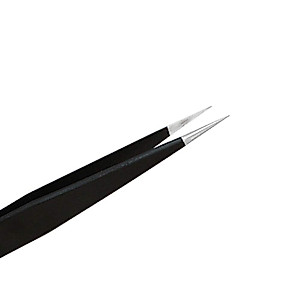 VETUS ESD Anti-static SMD Tweezer Non-magnetic Stainless Steel Pointed Tip for Repair PC Laptop Black ESD-16