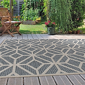 Rugshop Contemporary Geometric Rug for Patio, Dec, Balcony, Indoor/Outdoor Area Rug 7'10" x 10' Blue