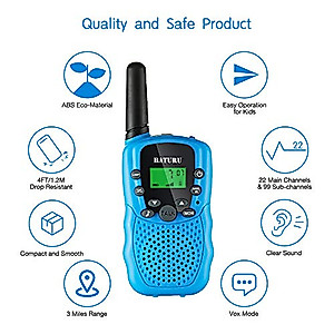Walkie Talkies for Kids 22 Channels 2 Way Radios Toy with Backlit LCD Flashlight, 3-12 Year Old Boys Girls Gifts Toys 3 Miles Range for Outside, Camping, Hiking