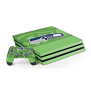 Skinit Decal Gaming Skin Compatible with PS4 Pro Console and Controller Bundle - Officially Licensed NFL Seattle Seahawks Double Vision Design