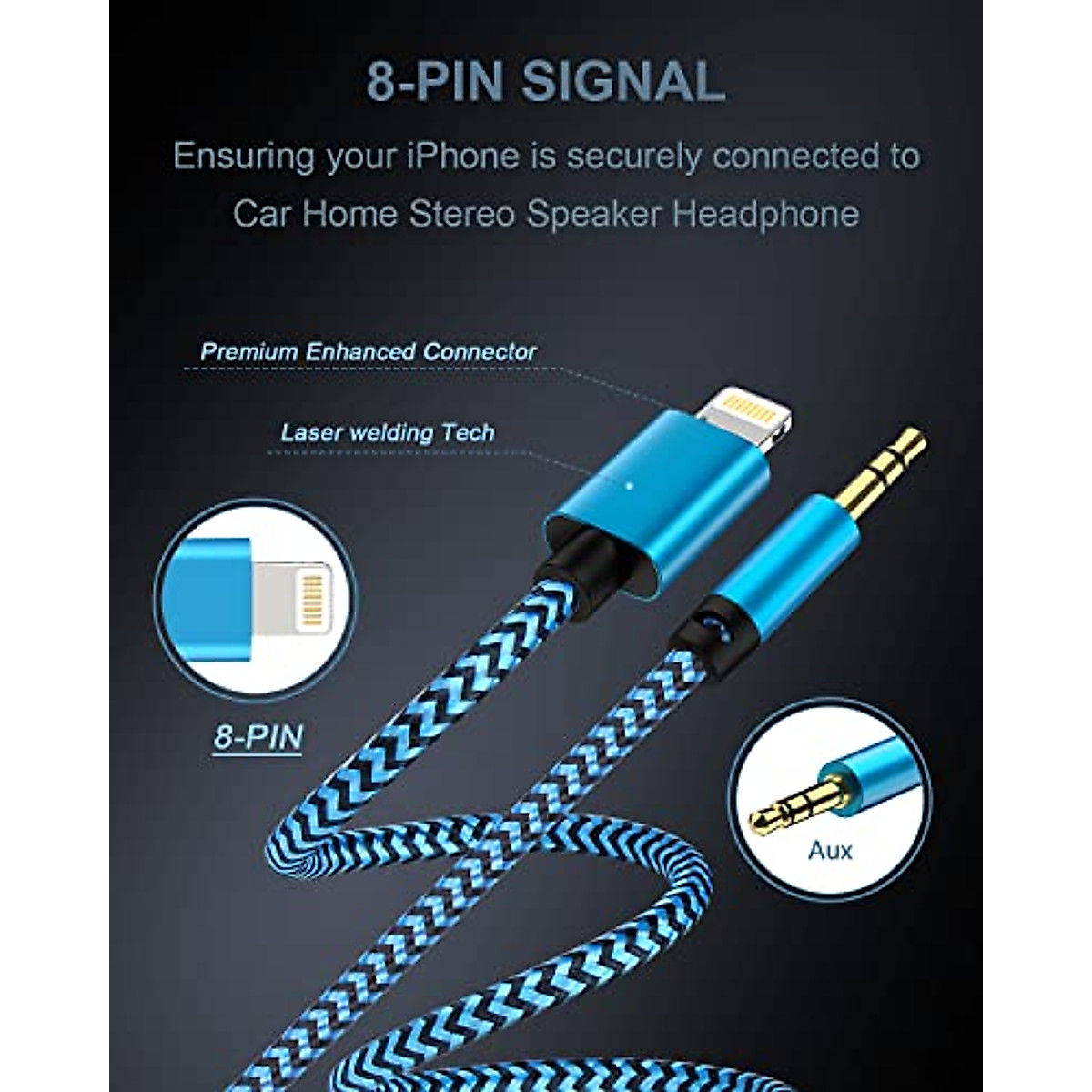 [2Pack/3.3ft] Lightning to 3.5mm iPhone Aux Cord, [Apple Mfi Certified] iPhone Aux Audio Cable for Car Home Stereo Speaker Headphone Compatible with iPhone 14 13 12 11 Pro Max Mini XR XS 8 iPad iPod