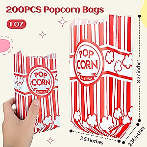 Essenya 202 PCS Popcorn Bags with Popcorn Scoop and Salt Shaker,1 oz Small Pop Corn Bags Popcorn Bags Individual Servings for Popcorn Machine Supplies Party Movie Night Theater (Professional, 202 PCS)