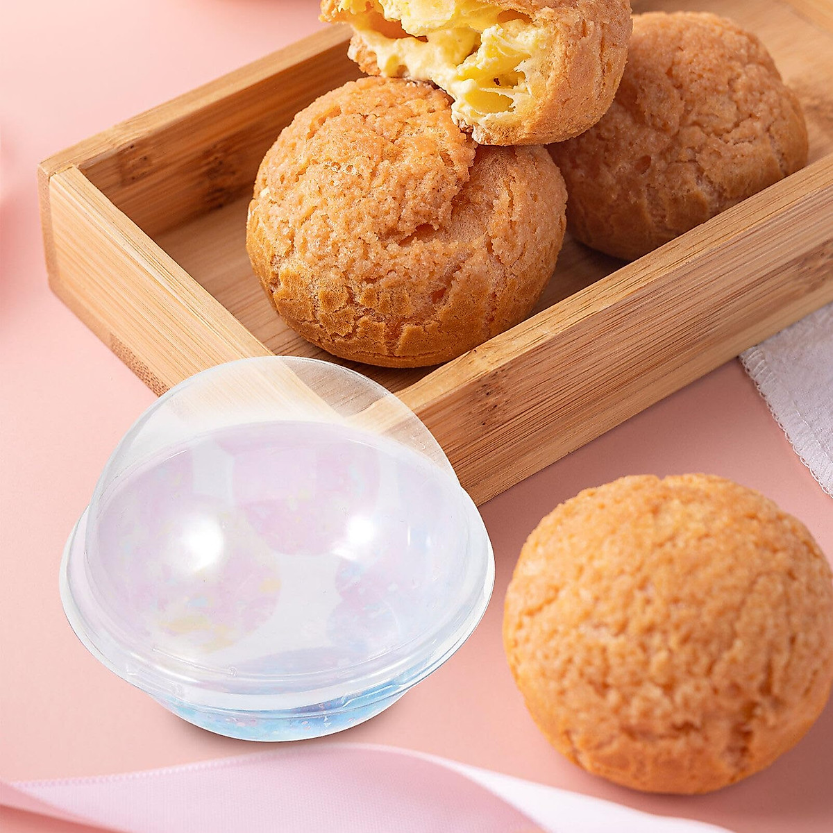 50pcs Box Muffins Cake Container with Lids Mini Cupcake Containers Moon Cake Containers Individual Cupcake Containers Cake Carrier Single The Pet Plastic Boxes