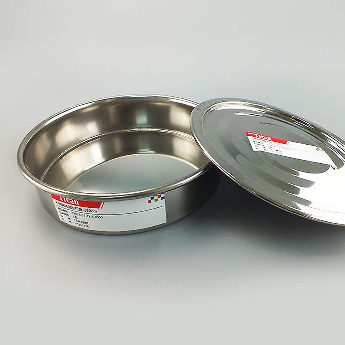 Adamas-Beta Test Sieve Pan and Lid for Chrome Plating Steel Frame φ20cm/8" Diameter Sieve