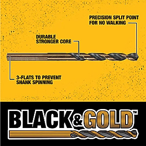 DEWALT Dril Bit Set, Black and Gold Drill Bit Set 10-Piece (DWA1180)