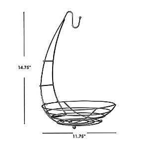 Home Basics Simplicity Open Steel Wire Fruit Bowl with Detachable Banana Hanger (1), 11.75 x 11 x 14.75