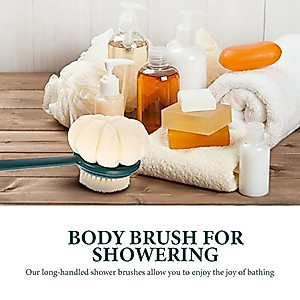 INGVY Dry Brushing Body Brush Brush Body Bath Shower Scrubber Sponge Forhandle Exfoliating Loofah Stick Cleaner Skinbrushes Showering (Color : White)